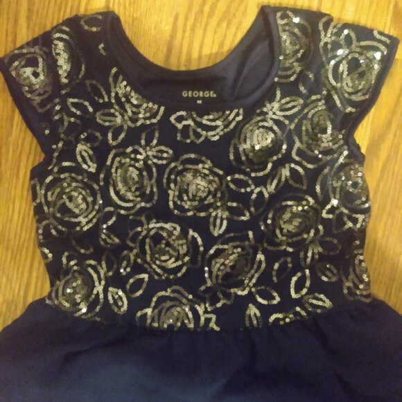 George | Dresses | Little Girls Size 78 George Navy Blue Dress With ...